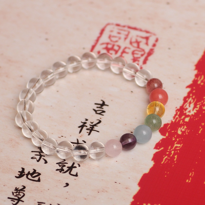 普陀山正品七宝白水晶多宝手串