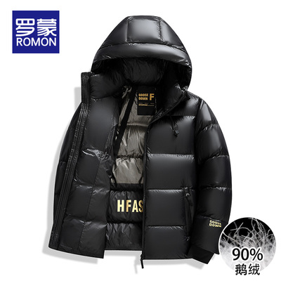 罗蒙基础大众连帽常规羽绒服