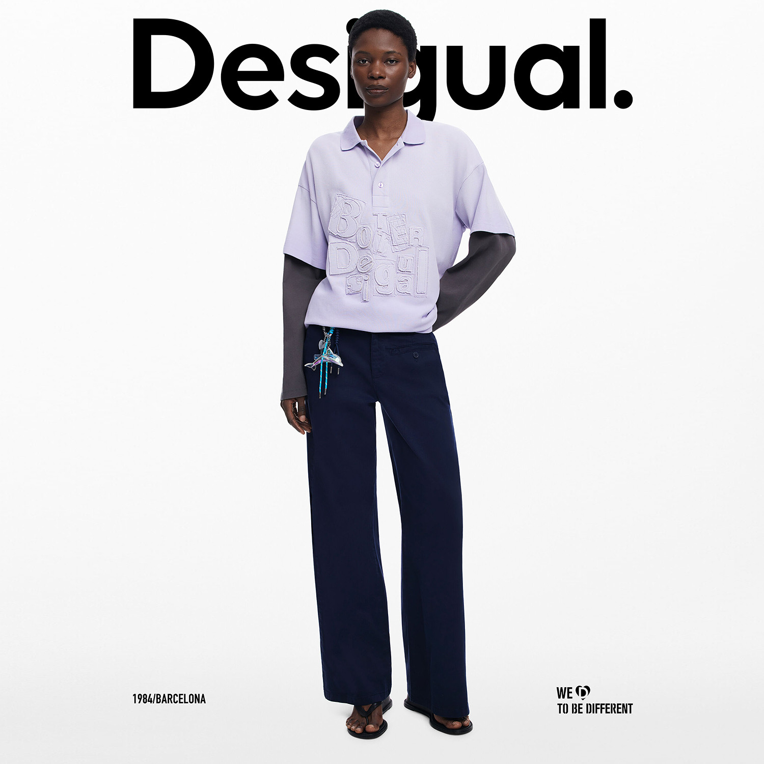 Desigual【BOTTER联名】藏青色烟管裤直筒女式休闲裤