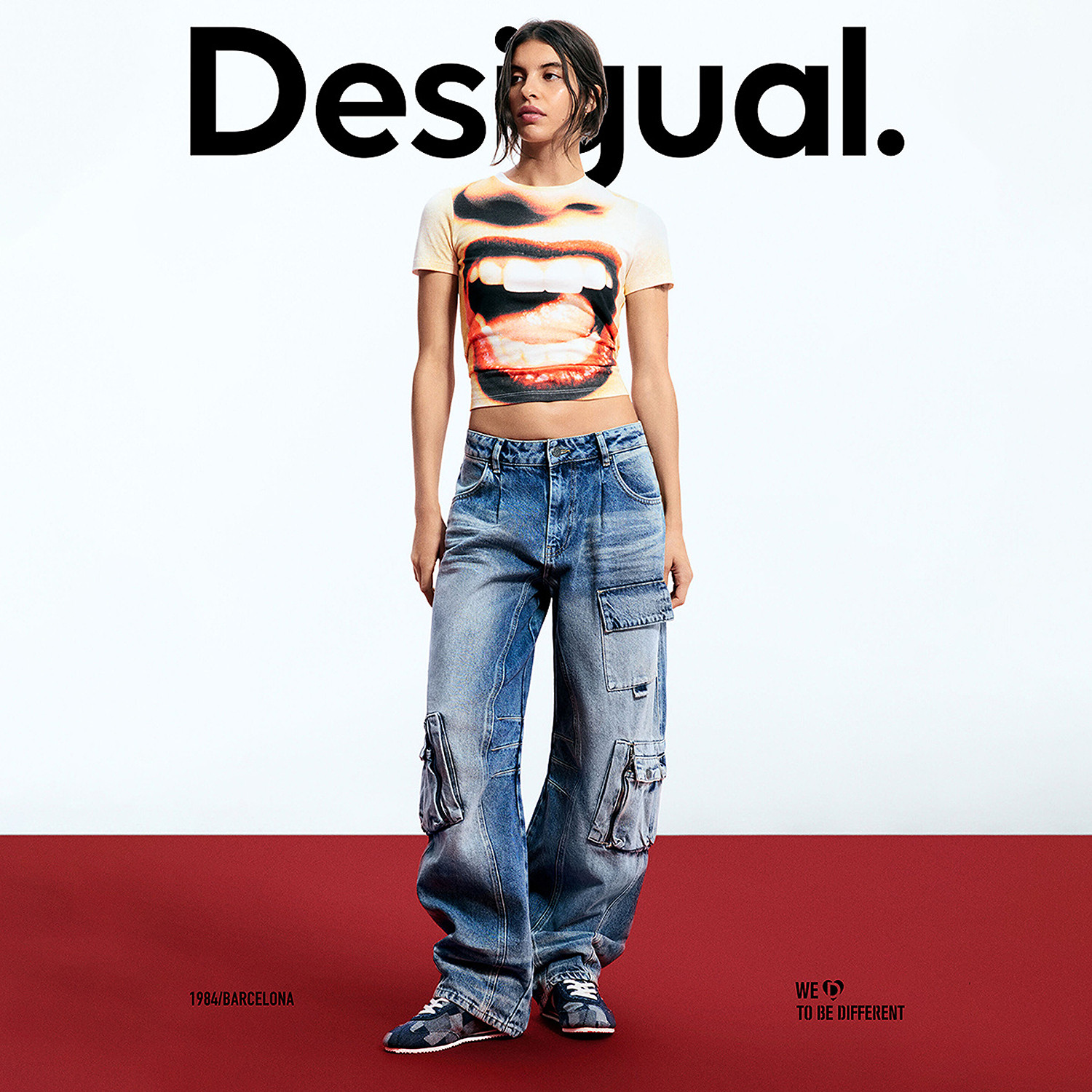 Desigual【Egonlab联名】多口袋弯刀水洗女式牛仔裤