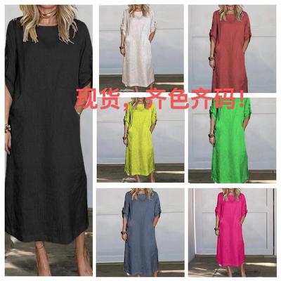 Short sleeved cotton and linen dress 短袖棉麻连衣裙