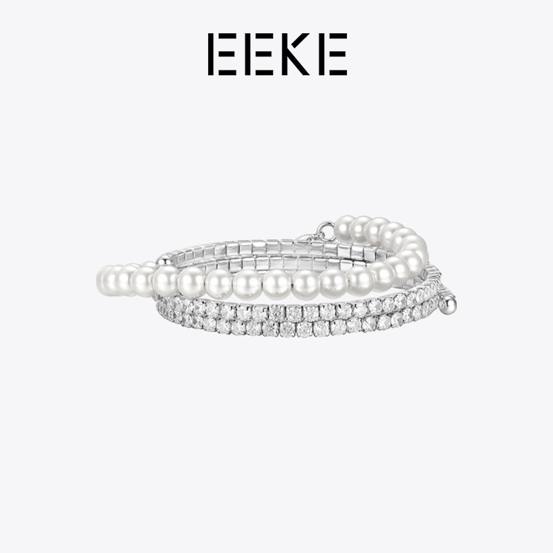 EEKE午后派对系列 珍珠手链女2025新款弹力手镯ins网红小众手环_虎窝淘