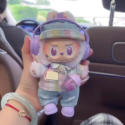 拉布布labubu娃衣三代一二套装公仔耳机搪胶衣服坐坐派对17服装cm