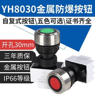 YH8030金属防爆控制按钮开孔30mm