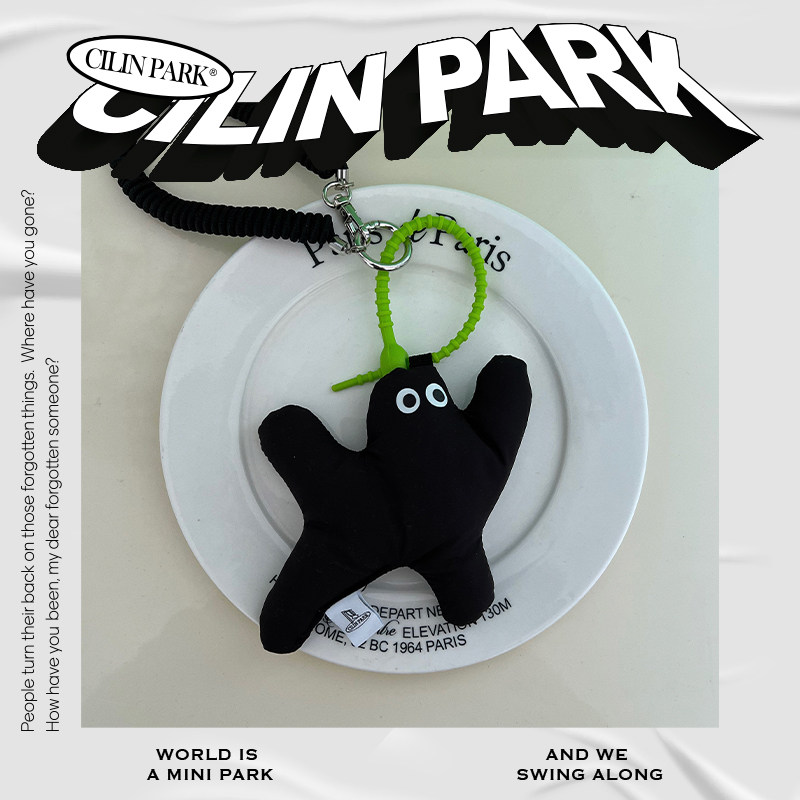 CILINPARK原创新品几何捣蛋鬼钥匙扣挂饰包配件可爱礼物节日黑色