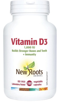 Newroots成人维生素D3加拿大进口有益钙吸收180粒骨骼健康更放心