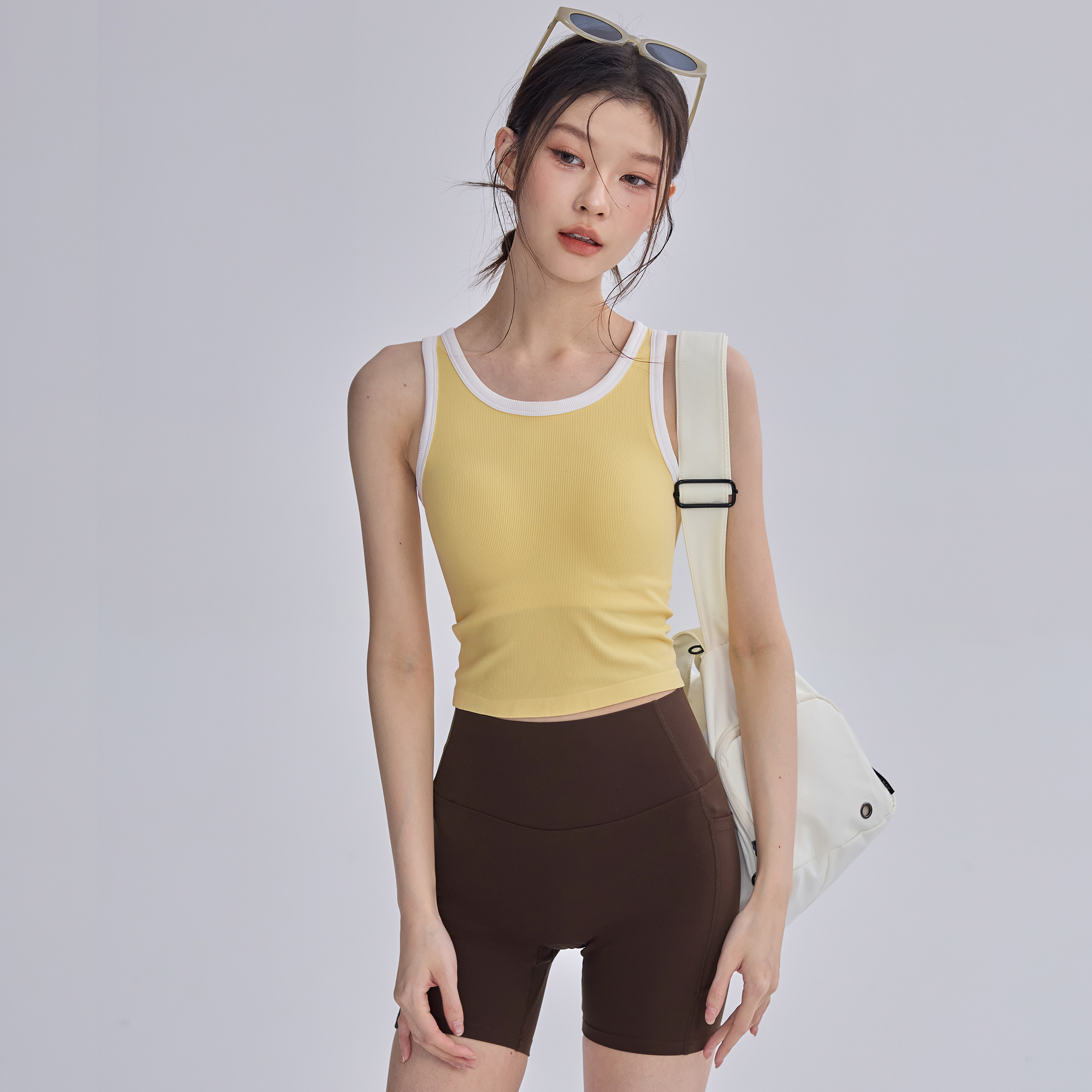瑜伽服背心女带胸垫防震运动健身内衣春夏速干无袖普拉提上衣套装