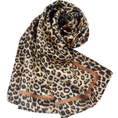 春秋豹纹丝巾90cm薄款围巾大方巾