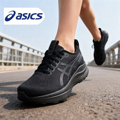 Asics亚瑟士官方正品4E宽楦女鞋黑武士户外鞋缓震训练老爹运动鞋