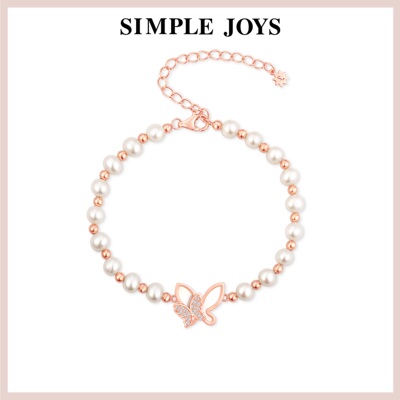SIMPLEJOYS蝴蝶珍珠手链s925银原创设计白母贝高级感送礼生日礼物