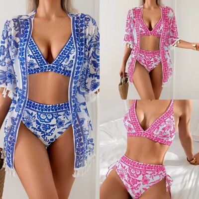 bikini分体泳衣性感露背三件套