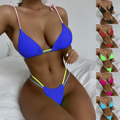 Triangle bag swimsuit bikini性感三点式比基尼泳衣沙滩度假泳装