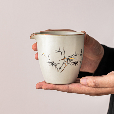 汝窑水墨山公道杯茶滤套组高端陶瓷分茶功夫茶具匀杯小号公杯茶海