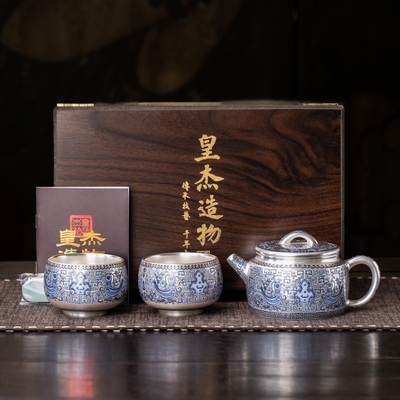 周鸿杰大师鎏银功夫茶具礼盒装