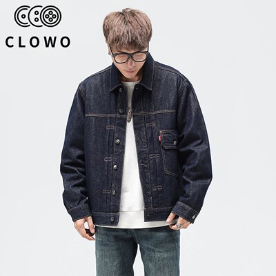 CLOWO·CY221美式复古工装牛仔外套男士潮牌宽松百搭休闲夹克上衣
