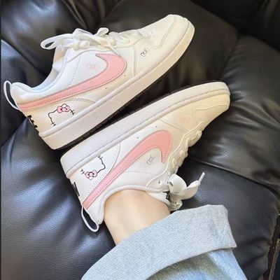 【定制球鞋】Nike Court Borough 2 粉色猫咪  耐磨 低帮 板鞋