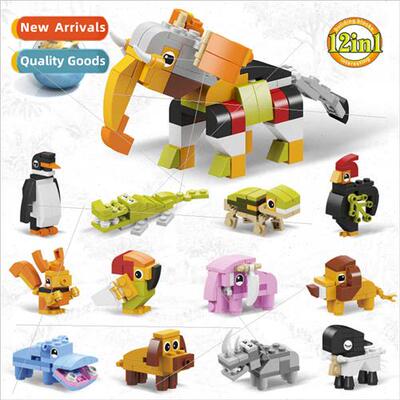 12 children small particles building blocks animal assembled