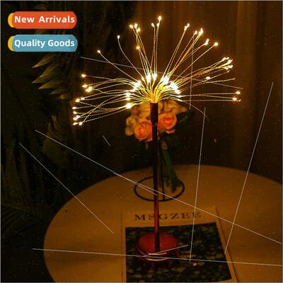 Copper wire firework lights dandelion table lamp led night l