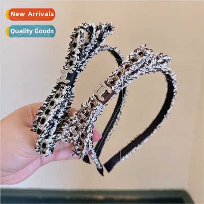 Autumn winter retro temperament tassel side bow ageing versa