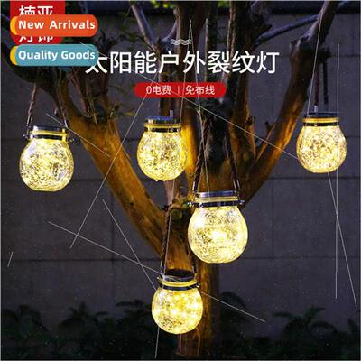 New led solar crackle lights orb glass jar colorful lights p