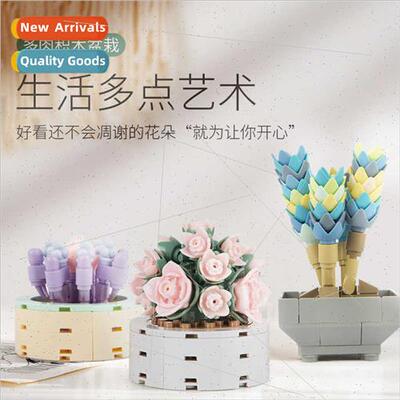 Succulents building blocks bouquet size particles assembled