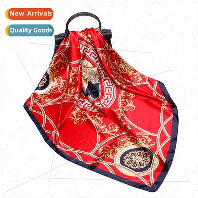 22 spring new simulation silk altar printed silk scarf women