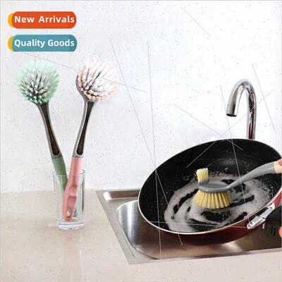 Kchen long handle double head pot brush plastic multifunctio