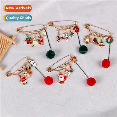 Europe new jewelry Christmas brooch lapel pin tassel hairbal