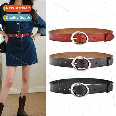 Women belt two layer cowhide sports versatile day word pin b