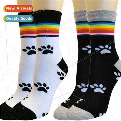 Footprint cat paw socks rainbow socks cotton socks women soc