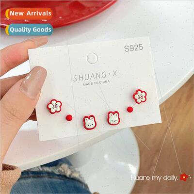 Red rabb blessing earrings 2023 new tide earrings earrings f