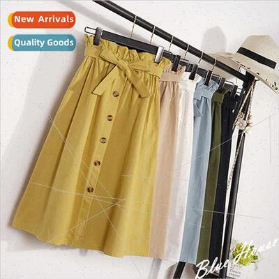 Summer new lerary long half-body skirt female bud high waist