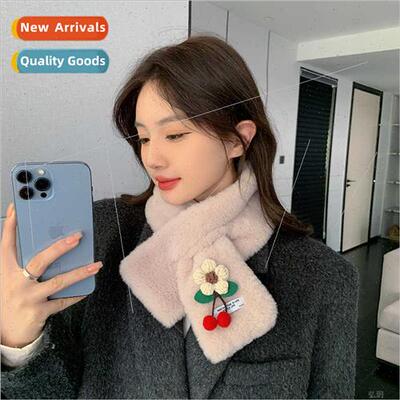 Parent-child  three-dimensional red cherry fur collar imatio
