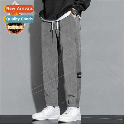 Heavyweight padded casual pants men fall winter chenille lar