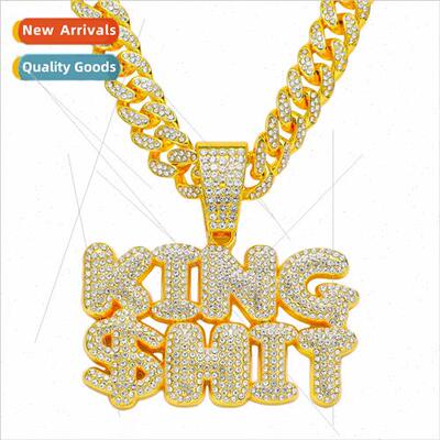 Stereoscopic Diamond Double Row Letter Pendant Necklace Euro