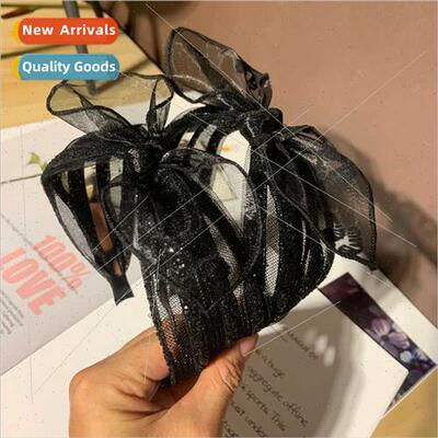 Korea mesh bow hair band wide lips headband show face small