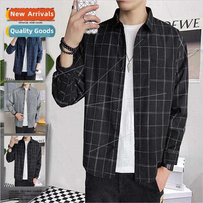 Spring Autumn long-sleeved shirt male youth Korean  nd hands