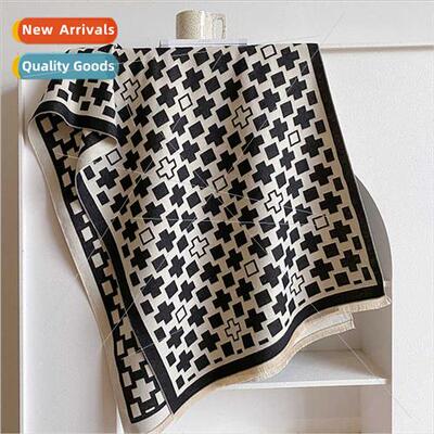 Autumn winter black whe color matching warm scarf shawl dual