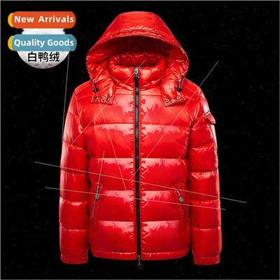 Winter down jacket black glossy men women couple large size