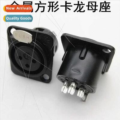 Black metal 3-pole XLR female chassis connector nickel-plate