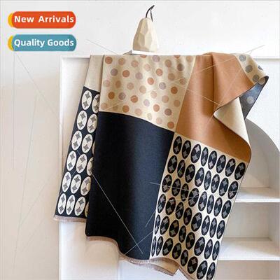 Autumn winter new scarf ladies thickened warm color blocking