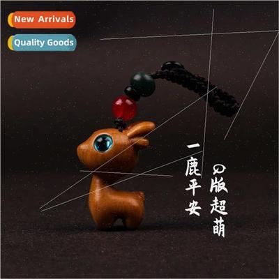 A safe journey sandalwood deer key pendant creative men wome