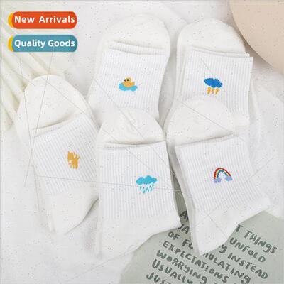 Cute Printed Socks Mid Calf Whe Sports Socks Sun Raindrops R