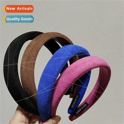 Suede hair band retro sweet solid color whening high cranial