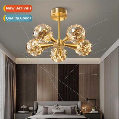Full star bedroom ceiling light full copper simple modern li