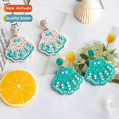Europe earrings creative color clashing rice beads micro-set