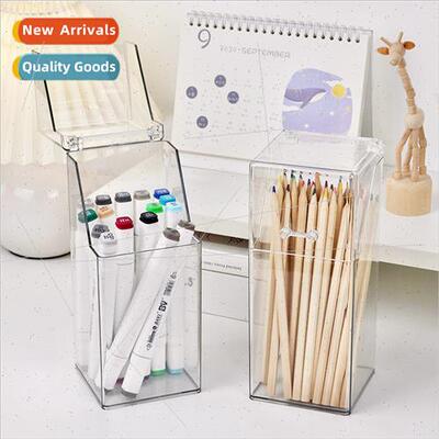 Transparent mple Plastic Square Pencil Holder Student Deskto