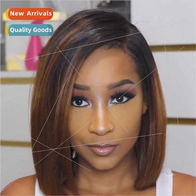 Bobble head wig Europe wig female short oblique bangs gradie