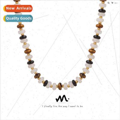 mple natural alabaster tiger eye stone hand-beaded black ony