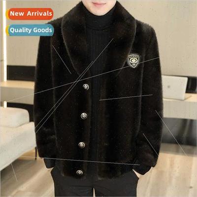 Mink coat men winter whole mink fur one mink hair short thic